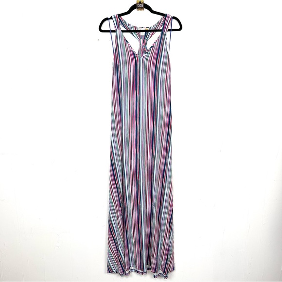 Tops | 8 Cc California Colorful Striped Stretch Knit Shelf Bra Maxi ...